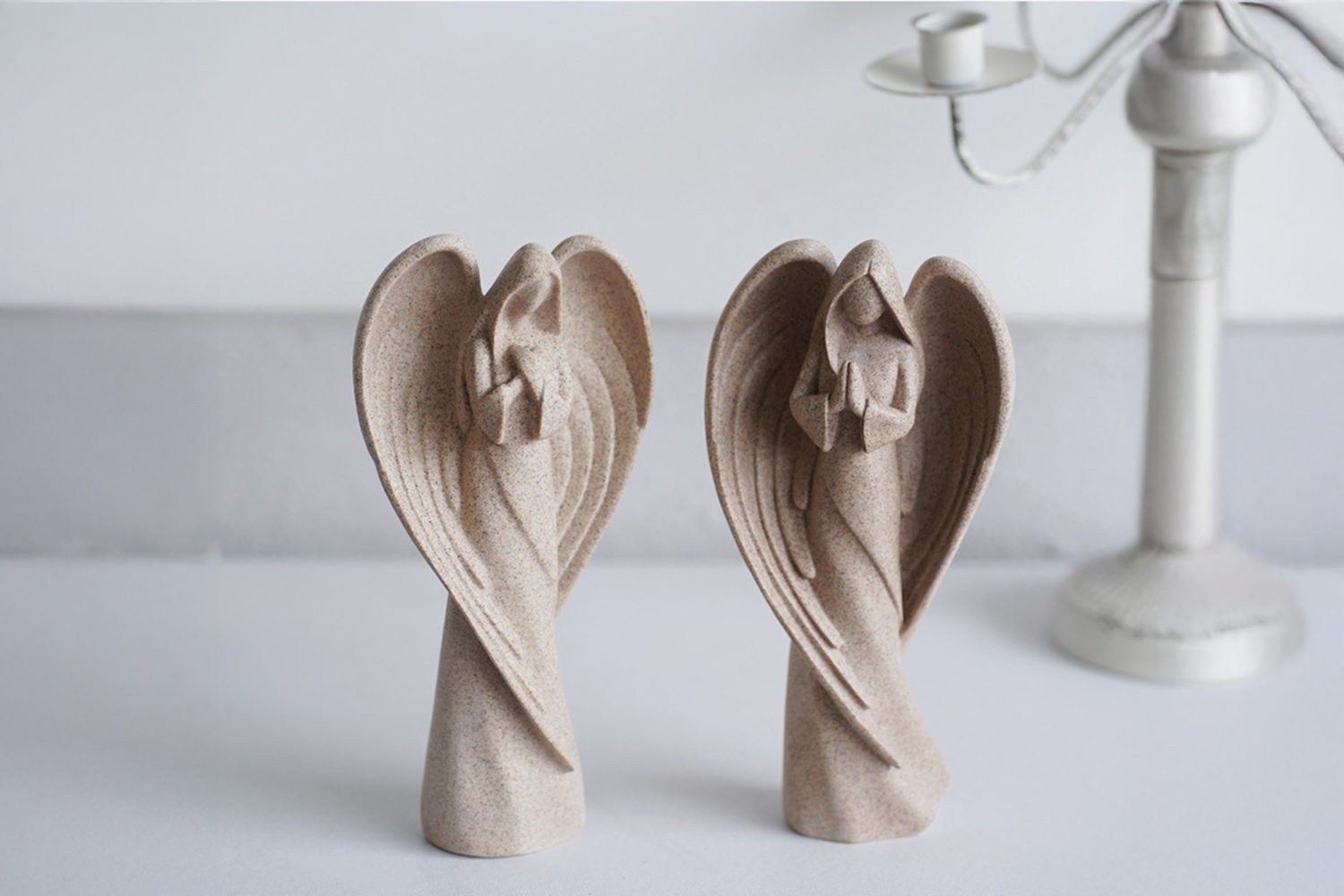 Guardian Angel H22 Sandstone-Look Figurine - Angel A