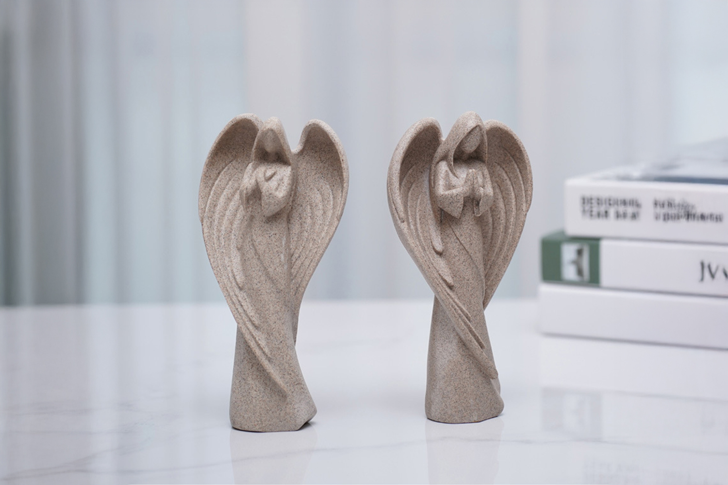 Guardian Angel H22 Sandstone-Look Figurine - Angel A