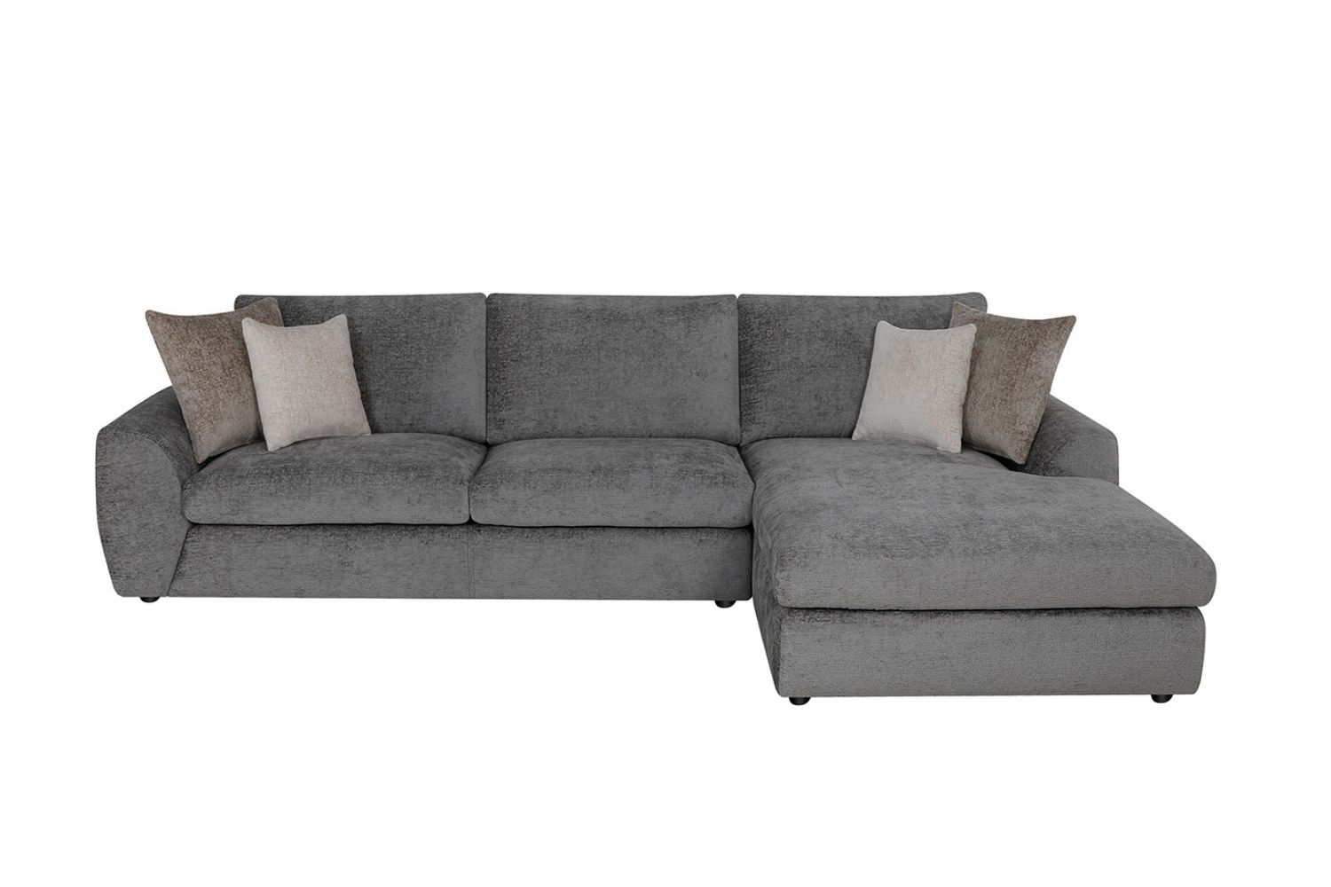 HAYVA Feather-Filled Fabric Sectional Sofa - Chaise Facing Left
