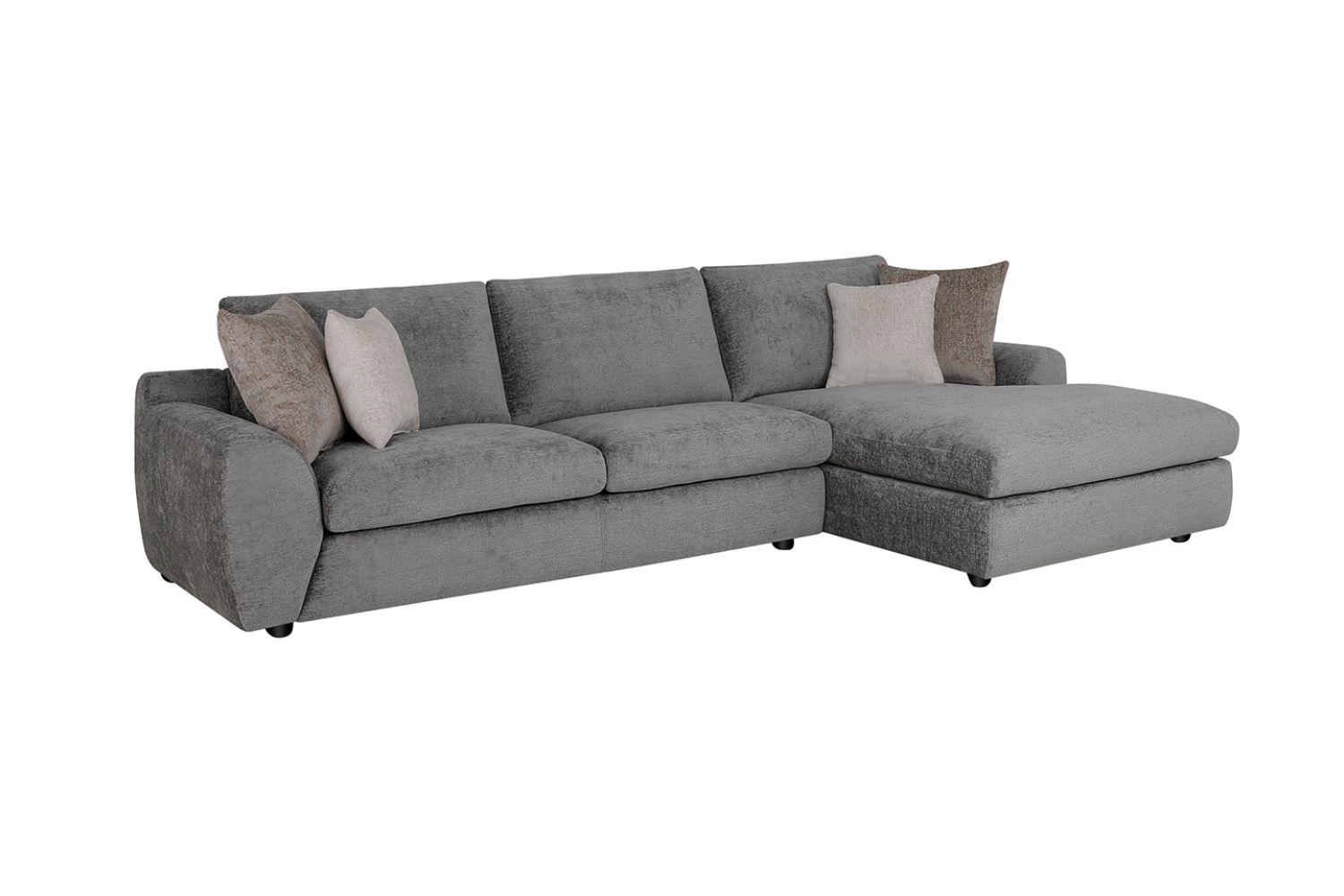 HAYVA Feather-Filled Fabric Sectional Sofa - Chaise Facing Left