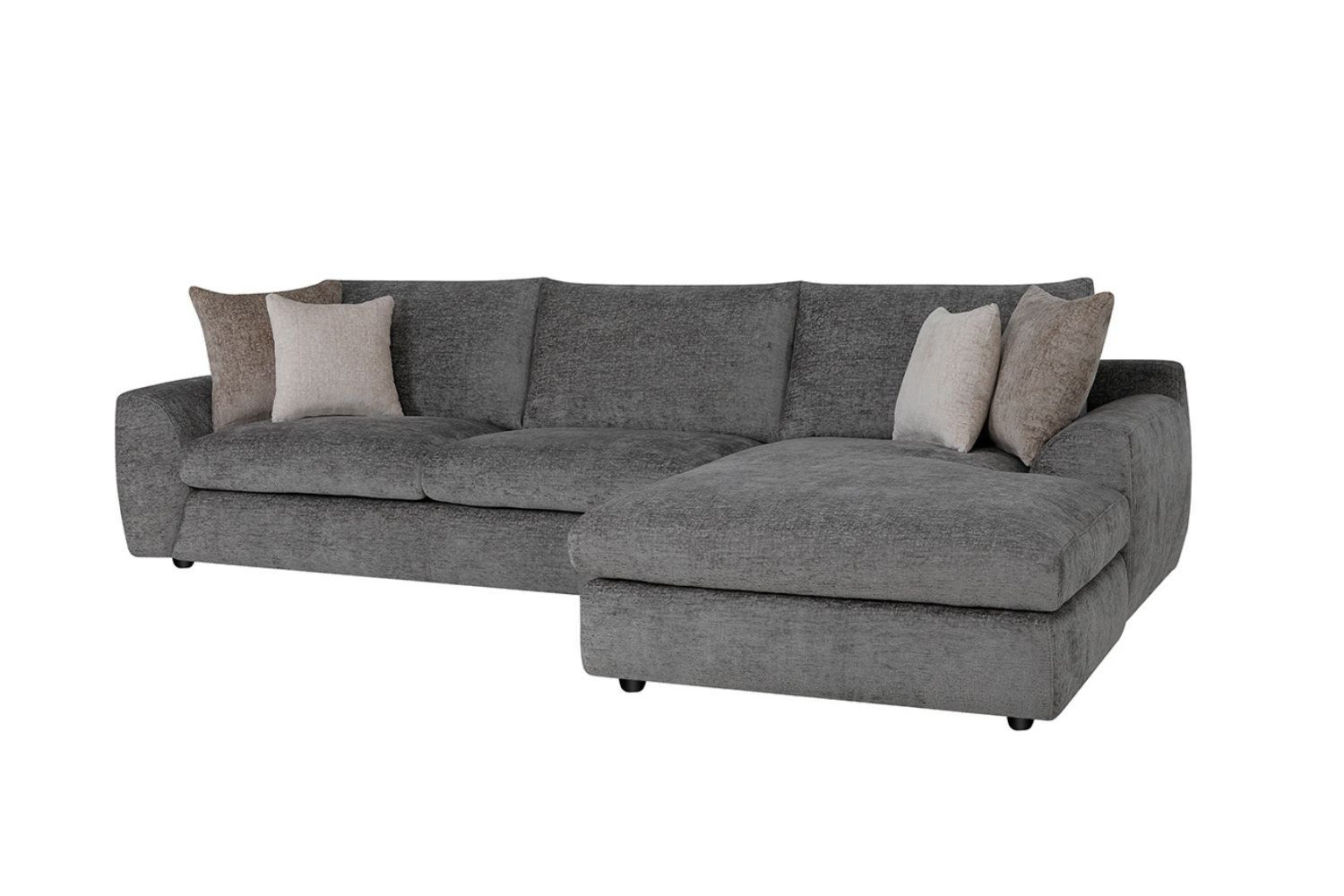 HAYVA Feather-Filled Fabric Sectional Sofa - Chaise Facing Right