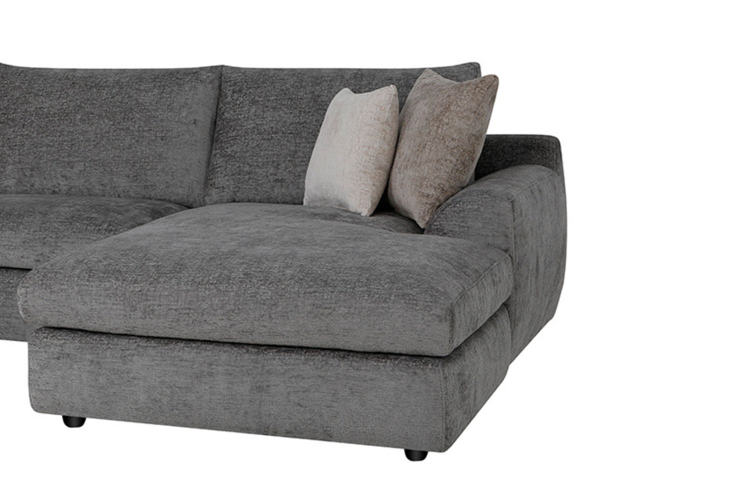 HAYVA Feather-Filled Fabric Sectional Sofa - Chaise Facing Right