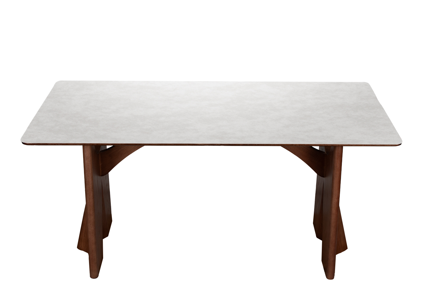 NATALIE 160 Dining Table with Natural White Stone Top & Solid Wood Base