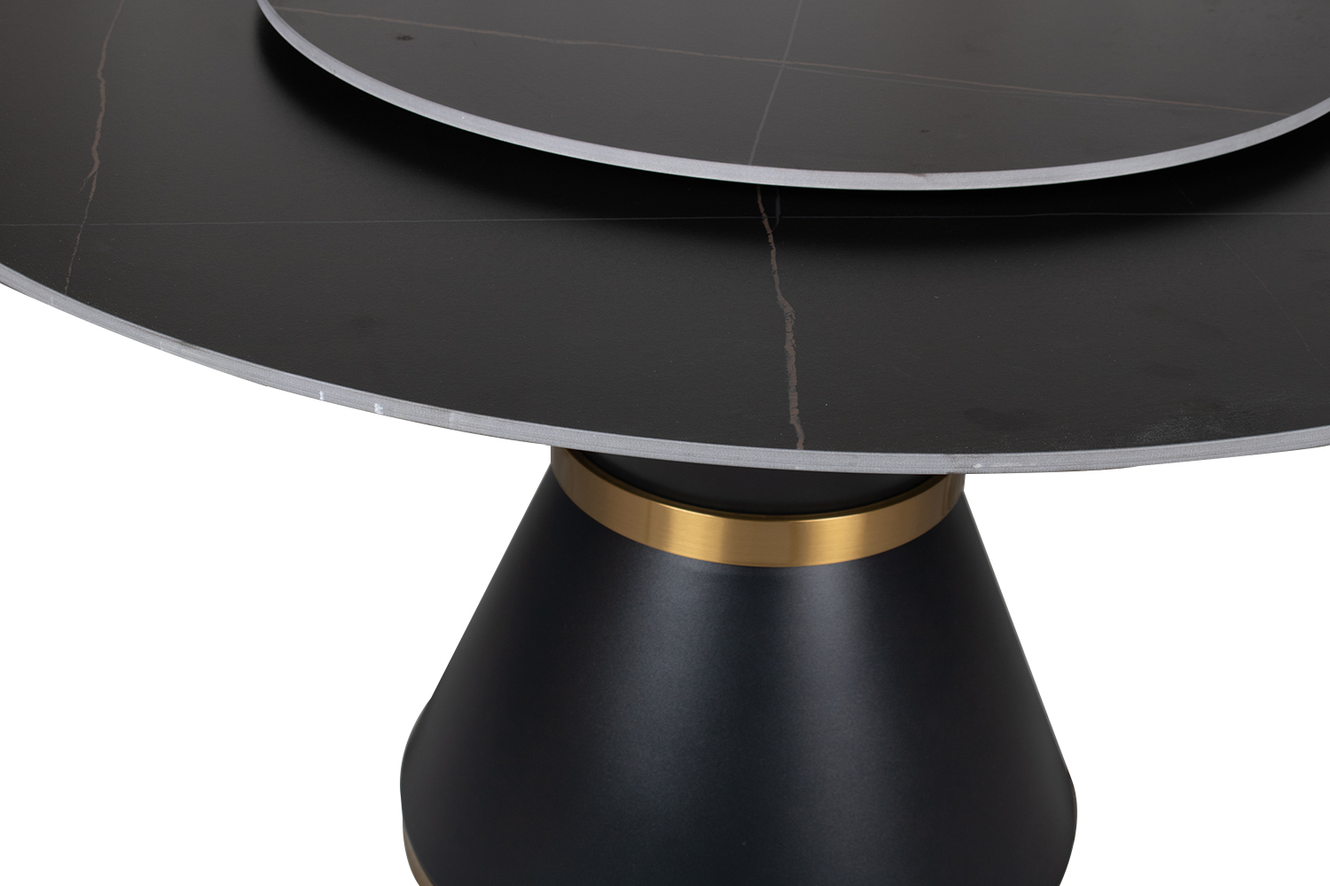 ORBIT 1.35M Round Rotating Sintered Stone Top Dining Set (Black Top) - 5PC