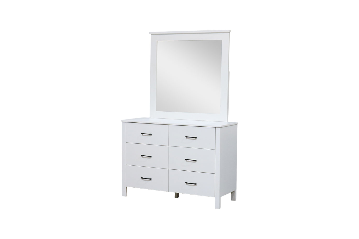 CLOUDWOOD 6-Drawer Solid Pinewood Dresser with Mirror (White)