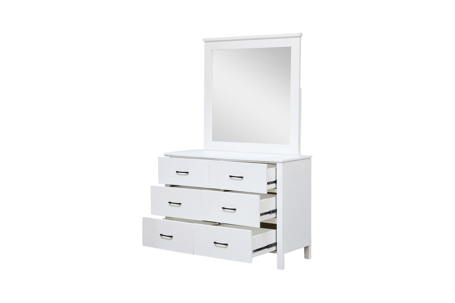 CLOUDWOOD 6-Drawer Solid Pinewood Dresser with Mirror (White)