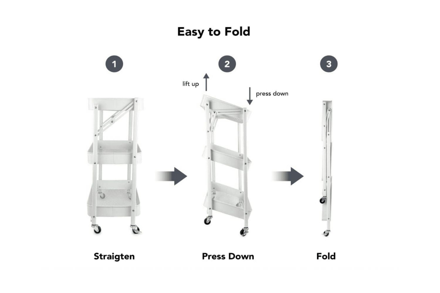 MALLORCA 3 Tier Foldable Wheel Trolley