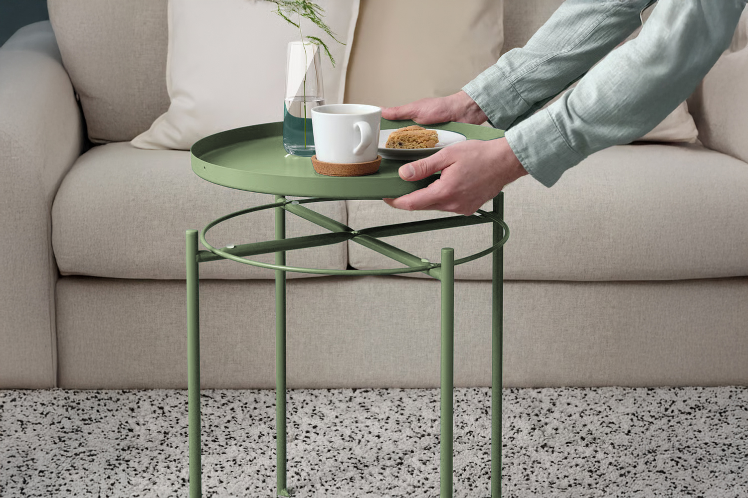 VENCO Removable Round Tray Side Table