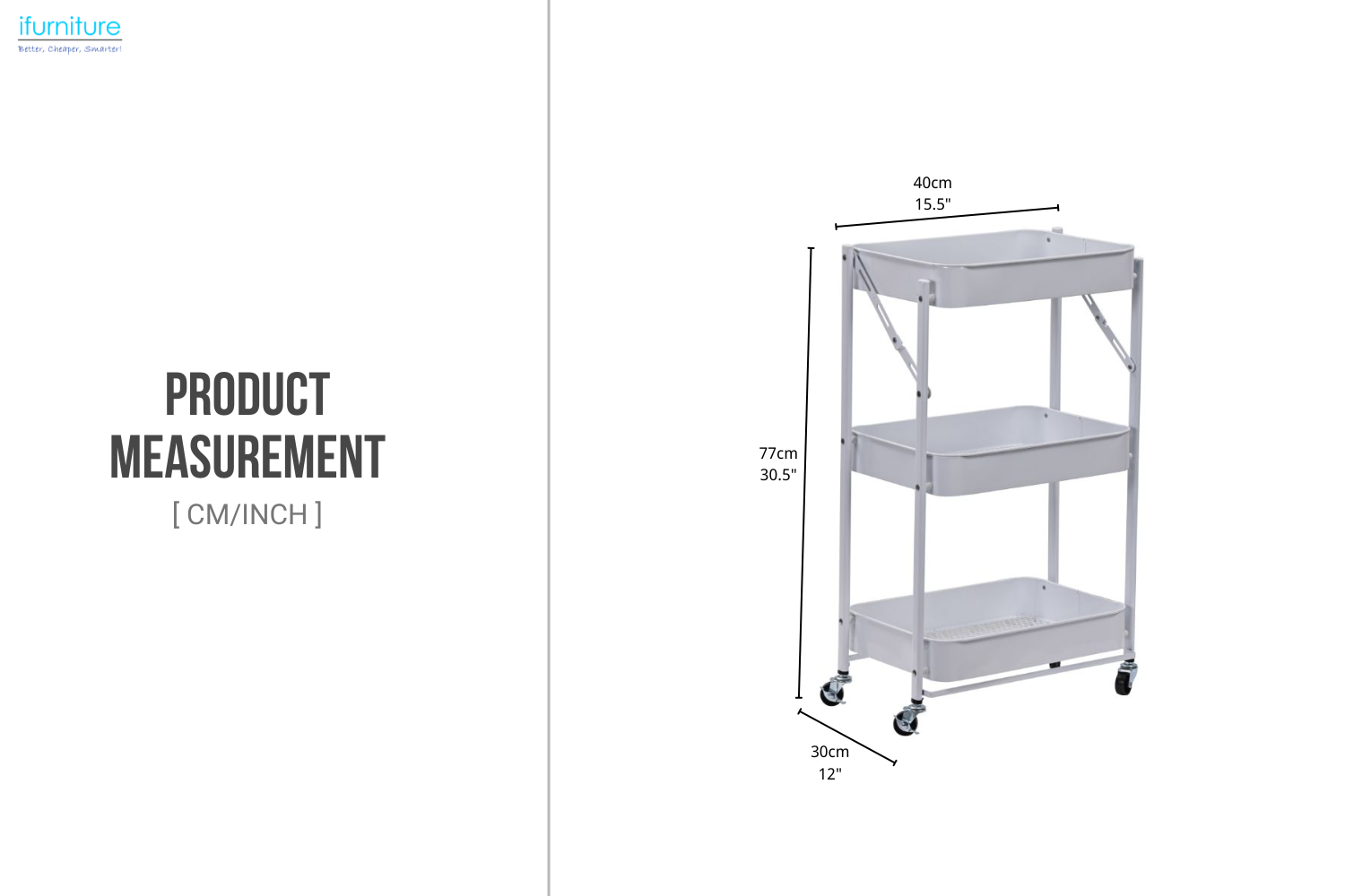 MALLORCA 3 Tier Foldable Wheel Trolley