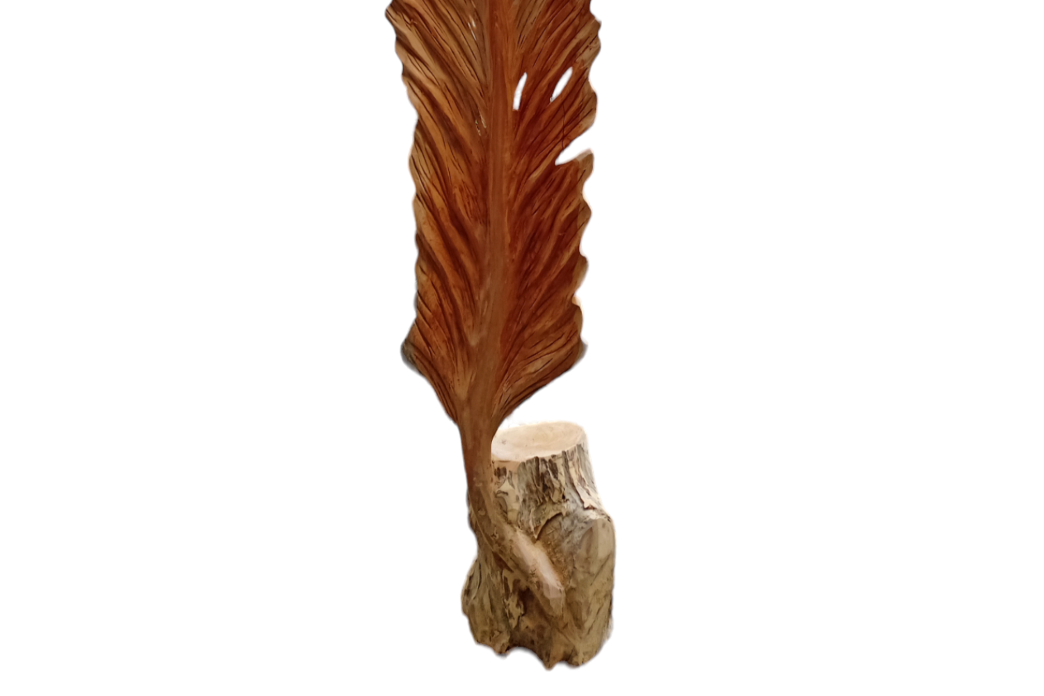650-008 118cm Large Leaf-Shaped Teak Root Carving Sculpture