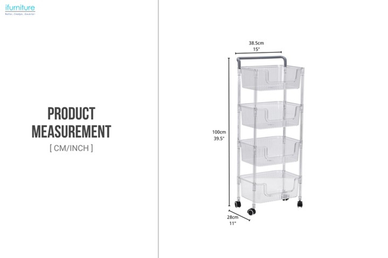 GEWIN 4-Tier Wheel Trolley