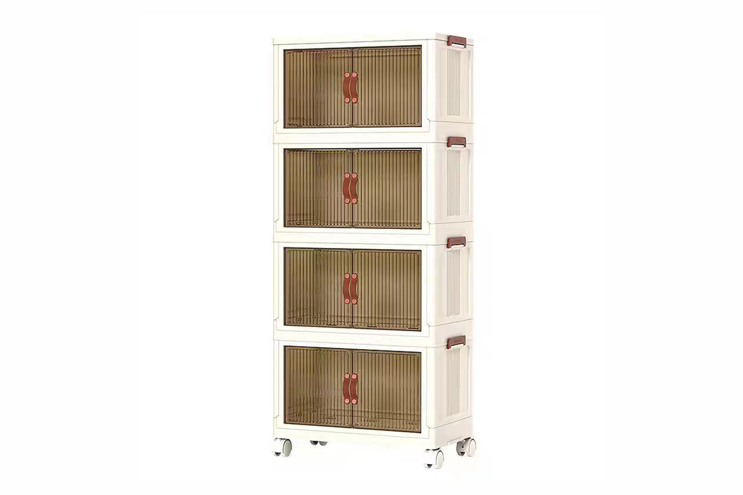 BONZY 4-Tier Foldable Utility Cart Storage Cabinet with Wheels