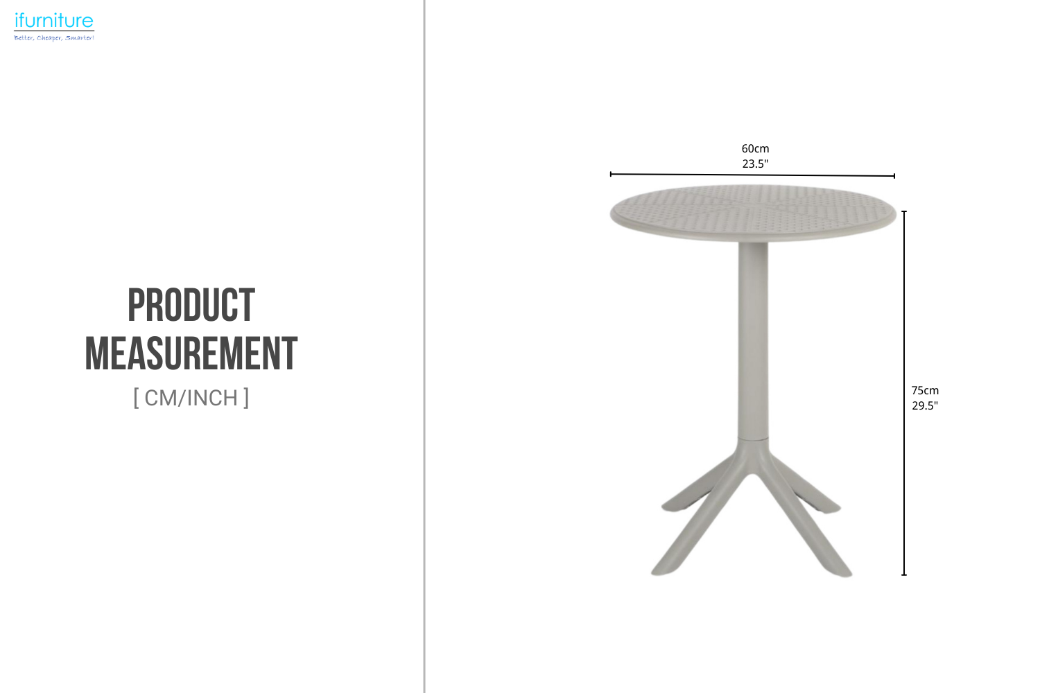 FLORINA D60 Round Dining Table - UV, Water & Moisture Resistance (Grey)