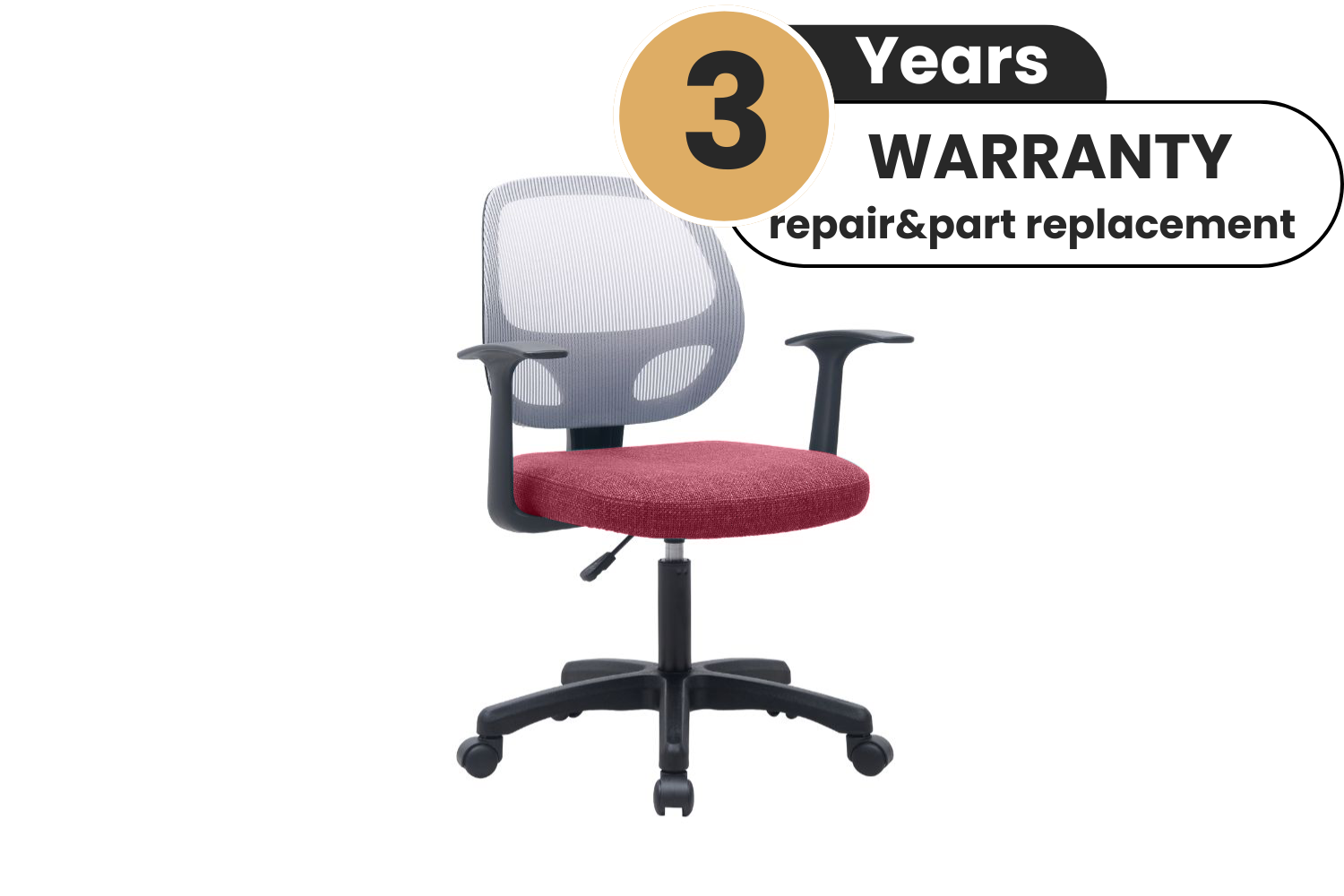 MILES Height Adjustable Mesh Office Chair (Red)