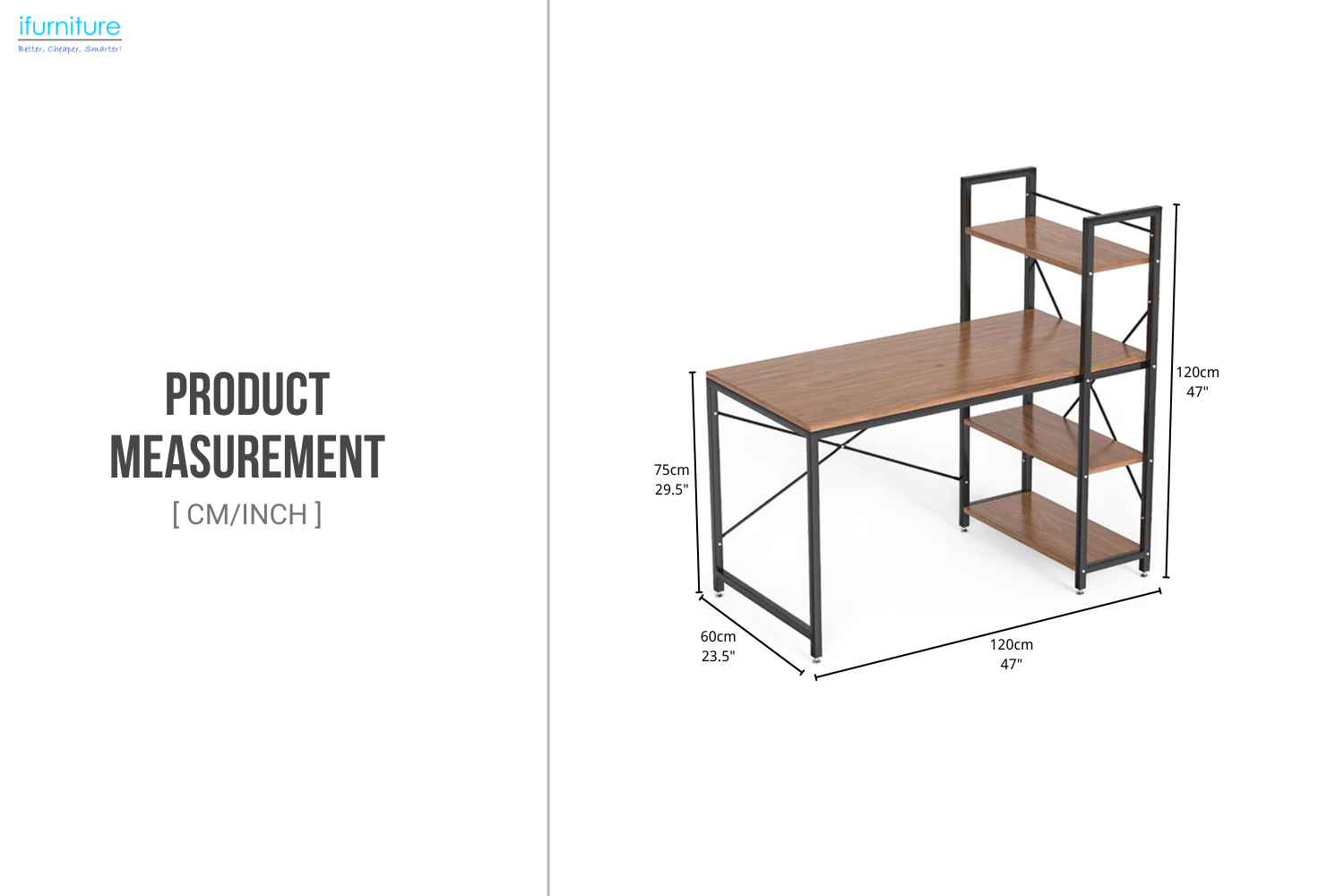 SHELTON 120 Desk with Shelf