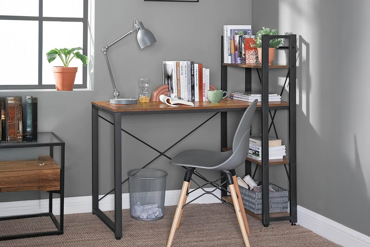 VASAGLE 120×60cm Computer Desk with Shelves