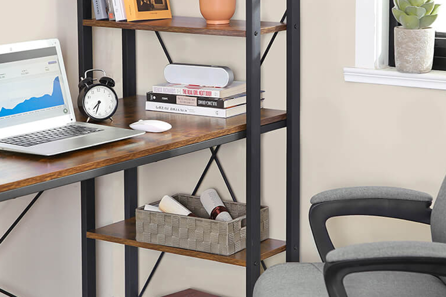 VASAGLE 120×60cm Computer Desk with Shelves