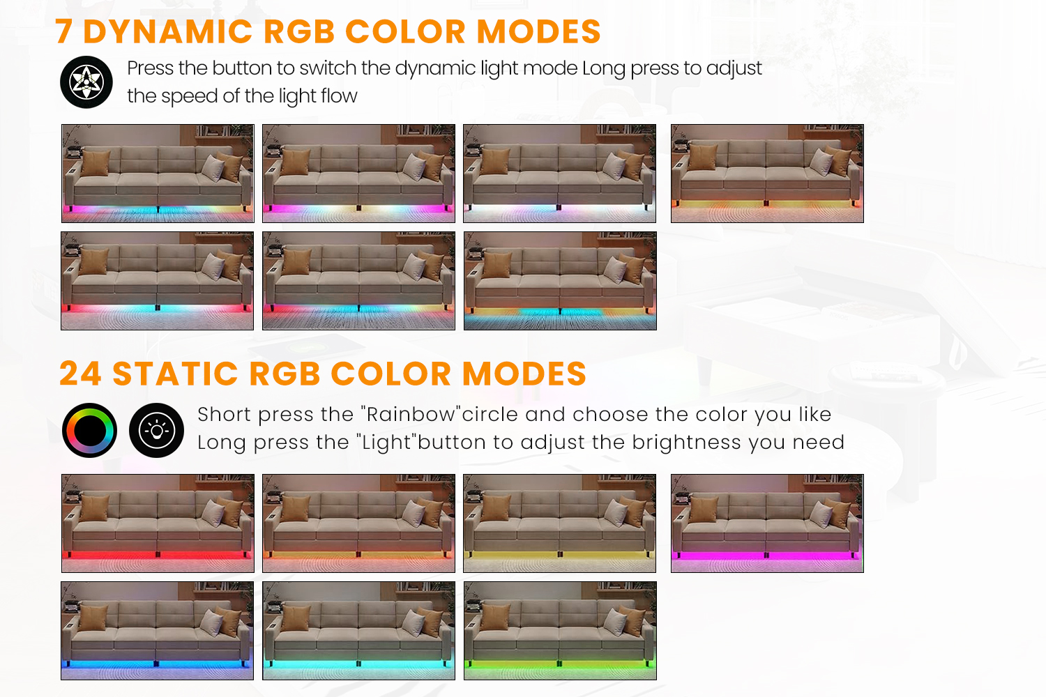 KINSLEY Modular Sectional Sofa with Wireless Charging, USB & Type-C ...