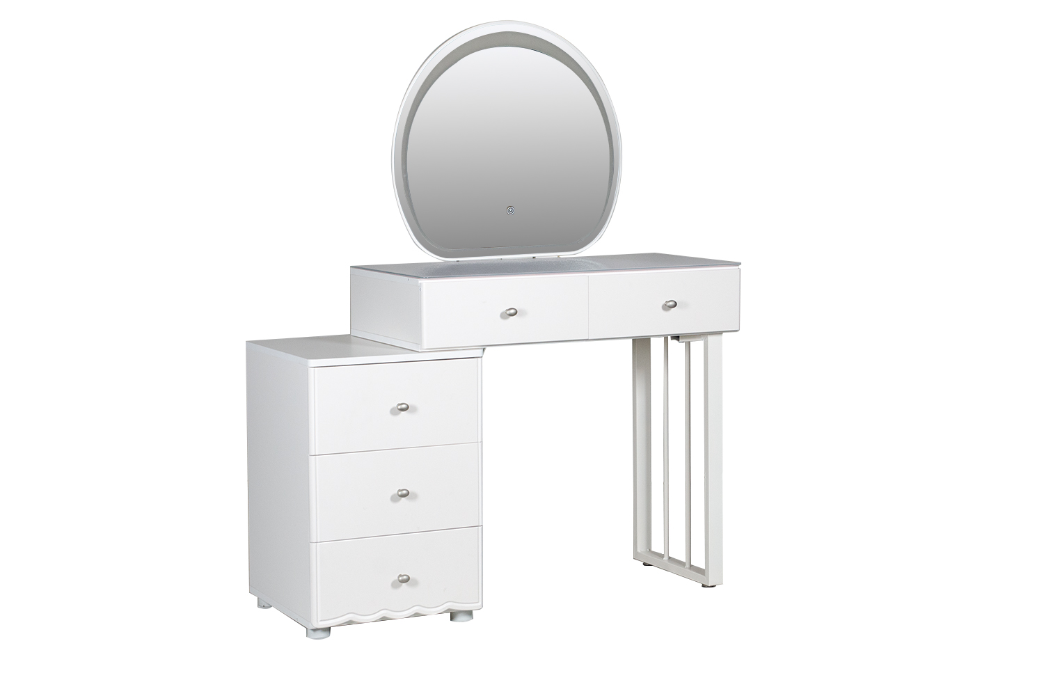 KALINA 5-Drawer Dressing Table with LED Mirror and Zerra Makeup Stool