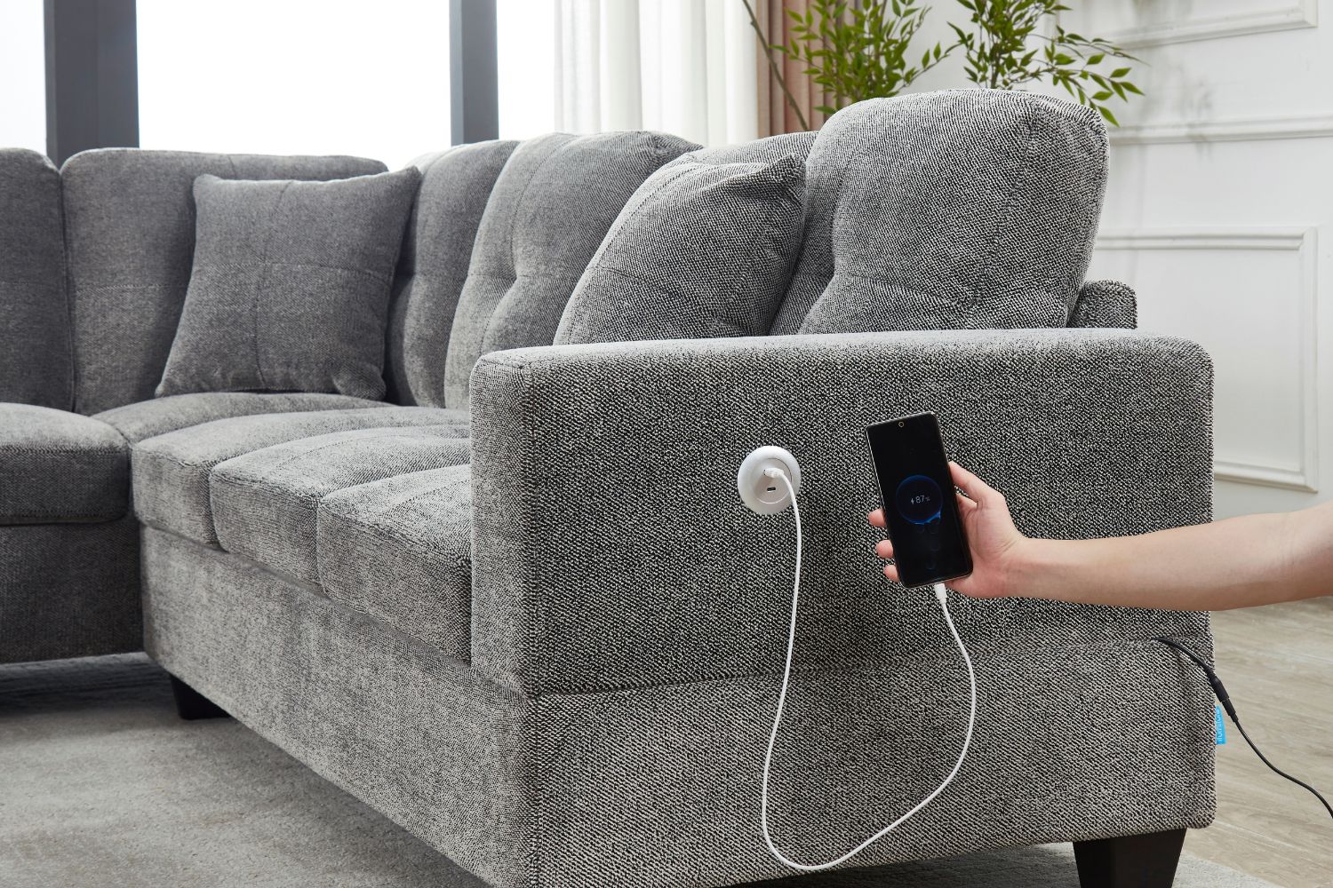 NEBULA Pro Sectional Sofa with Storage Ottoman & Drop-Down Console ...