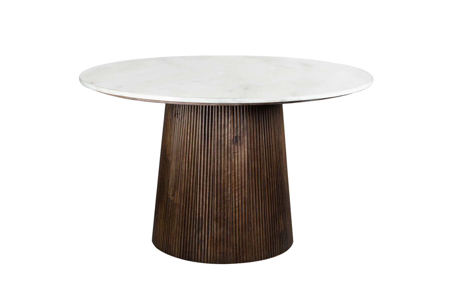 HUBIE D130 Mango Wood Round Dining Table With Marble Top