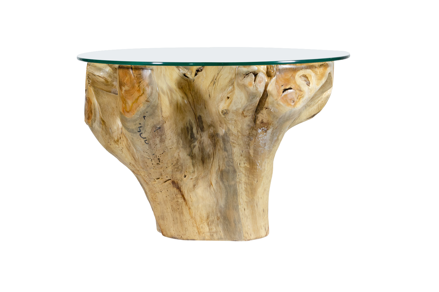 TAKARA D70 Tempered Glass Top Handcrafted Teak Root Coffee Table