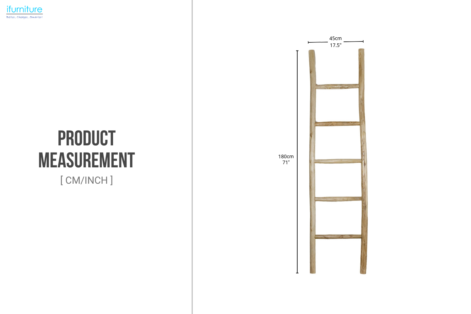 WILDBRANCH 180 Big Teak Wood Towel Ladder