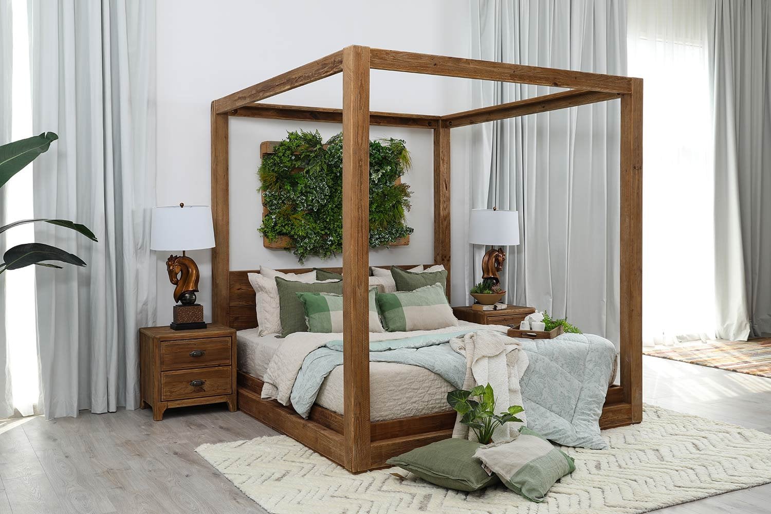 LIORA Reclaimed Pine 4 Poster Bed Frame - Super King