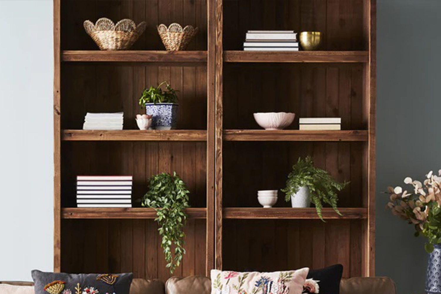 TIMBERA 240x90cm 5-Tier Solid Reclaimed Pine Wood Bookshelf