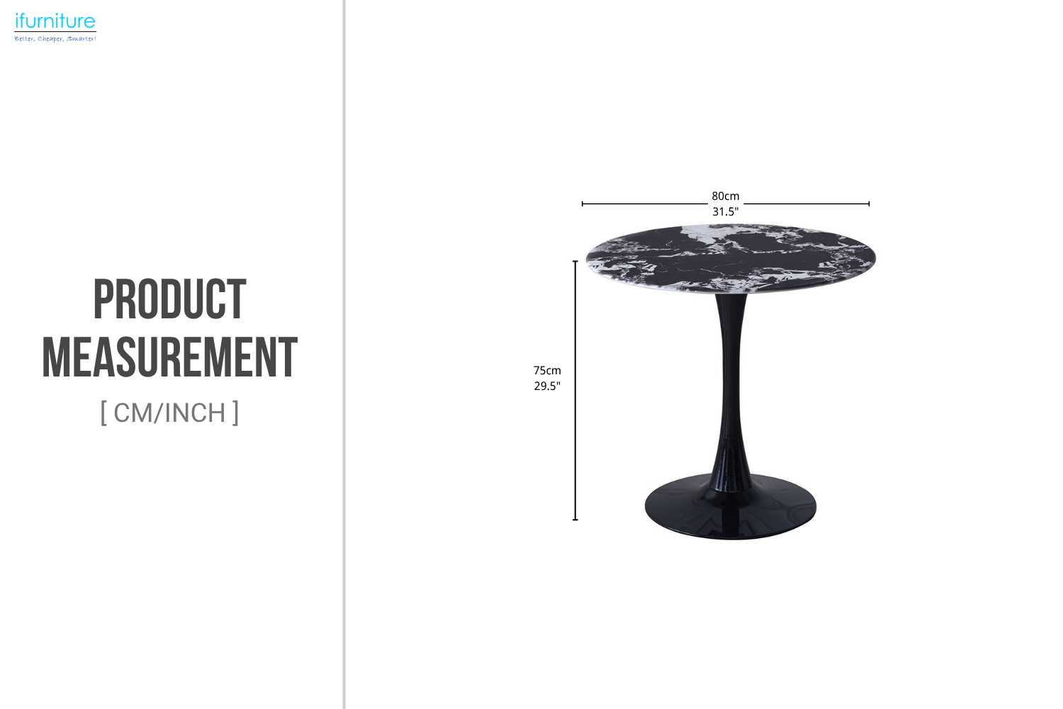 JACOB D80 Round Dining Table (Black)
