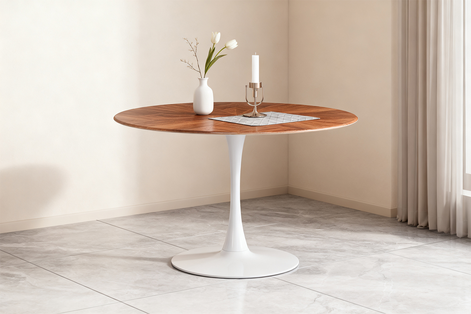 JACOB D80/100/120 Round Dining Table (Walnut Colour)