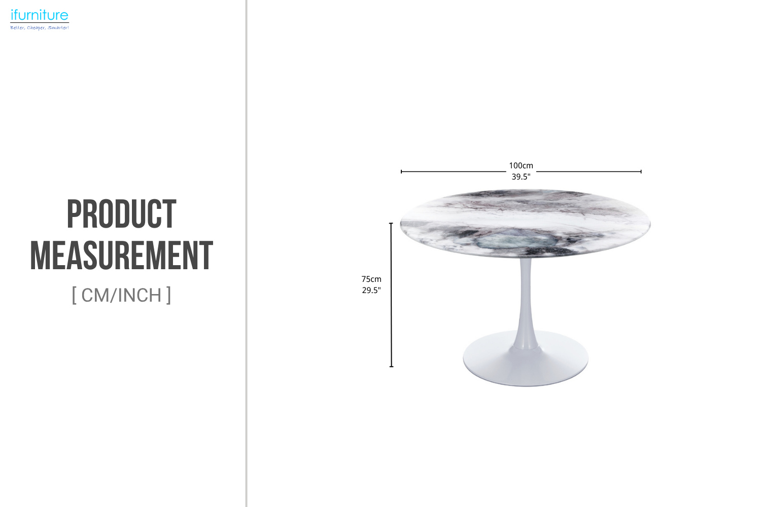 JACOB D100 Round Dining Table (White)