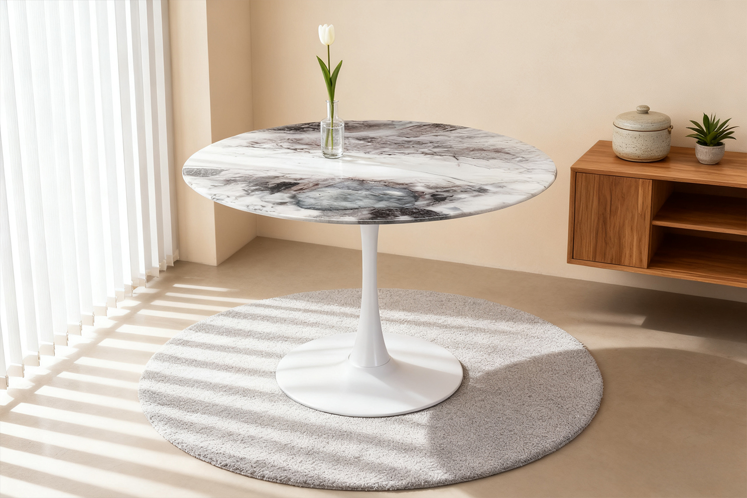 JACOB D80/100/120 Round Dining Table (White)