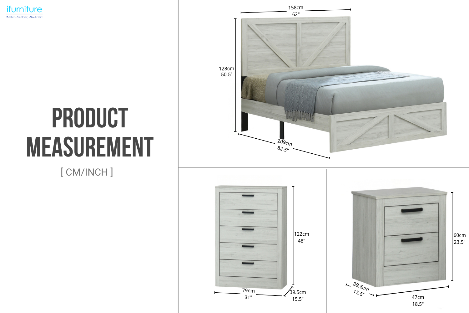 ASHLEY Bedroom Combo Set in Queen Size - 4PC Combo