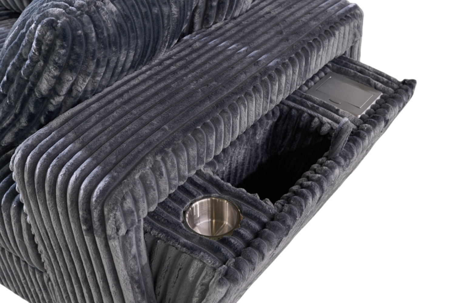 ALBERTA Corduroy Fabric Sectional Sofa with Built-in Bluetooth Speakers ...