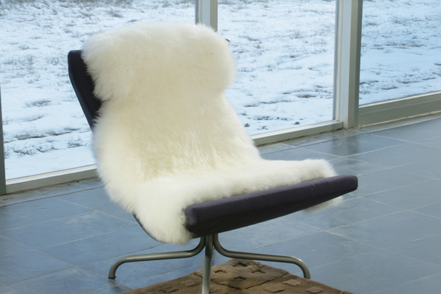 388-005 Natural Long Wool Sheepskin Rug - (160x60cm)