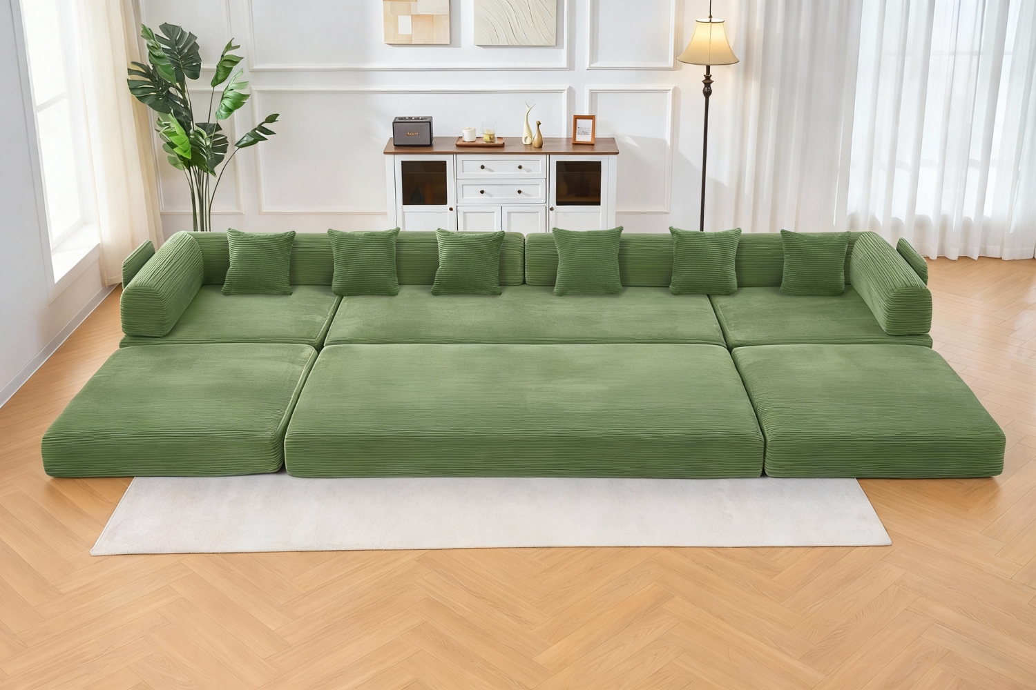 SINDARA Modular Compressed Sofa/ Folding Sofa Bed Range (Green)