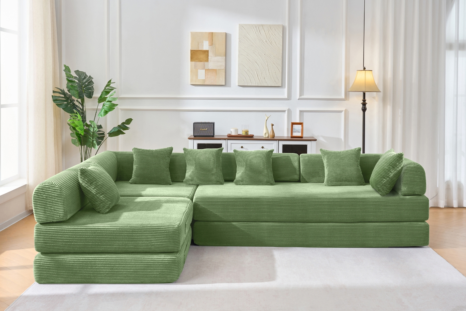 SINDARA Modular Compressed Sofa/ Folding Sofa Bed Range (Green)