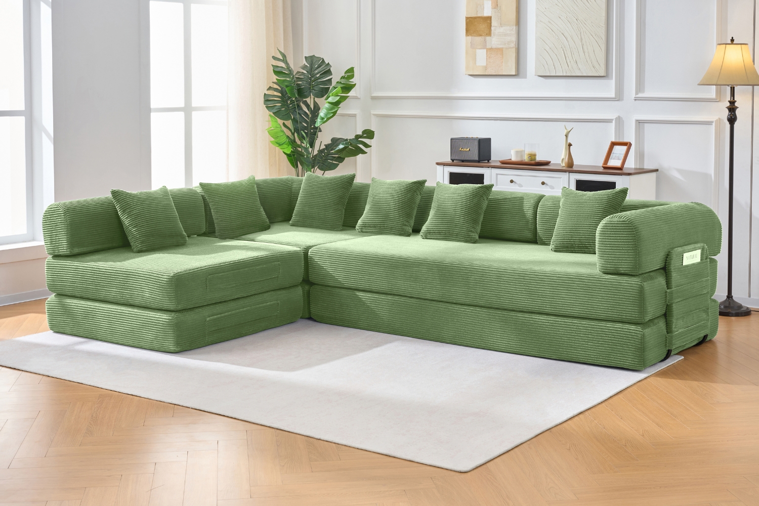 SINDARA Modular Compressed Sofa/Folding Sofa Bed Range (Green ...