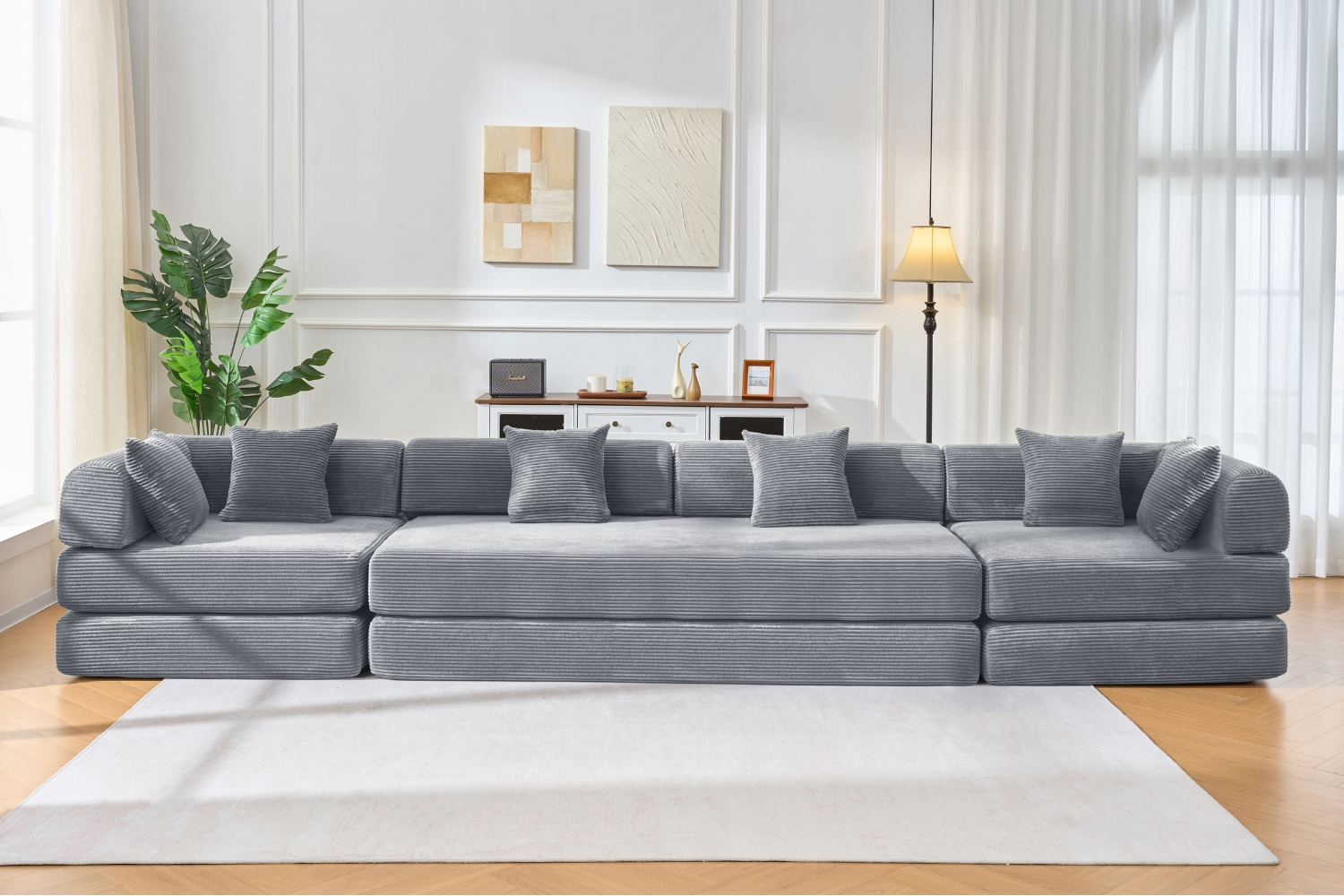 SINDARA Modular Compressed Sofa/ Folding Sofa Bed Range (Grey)