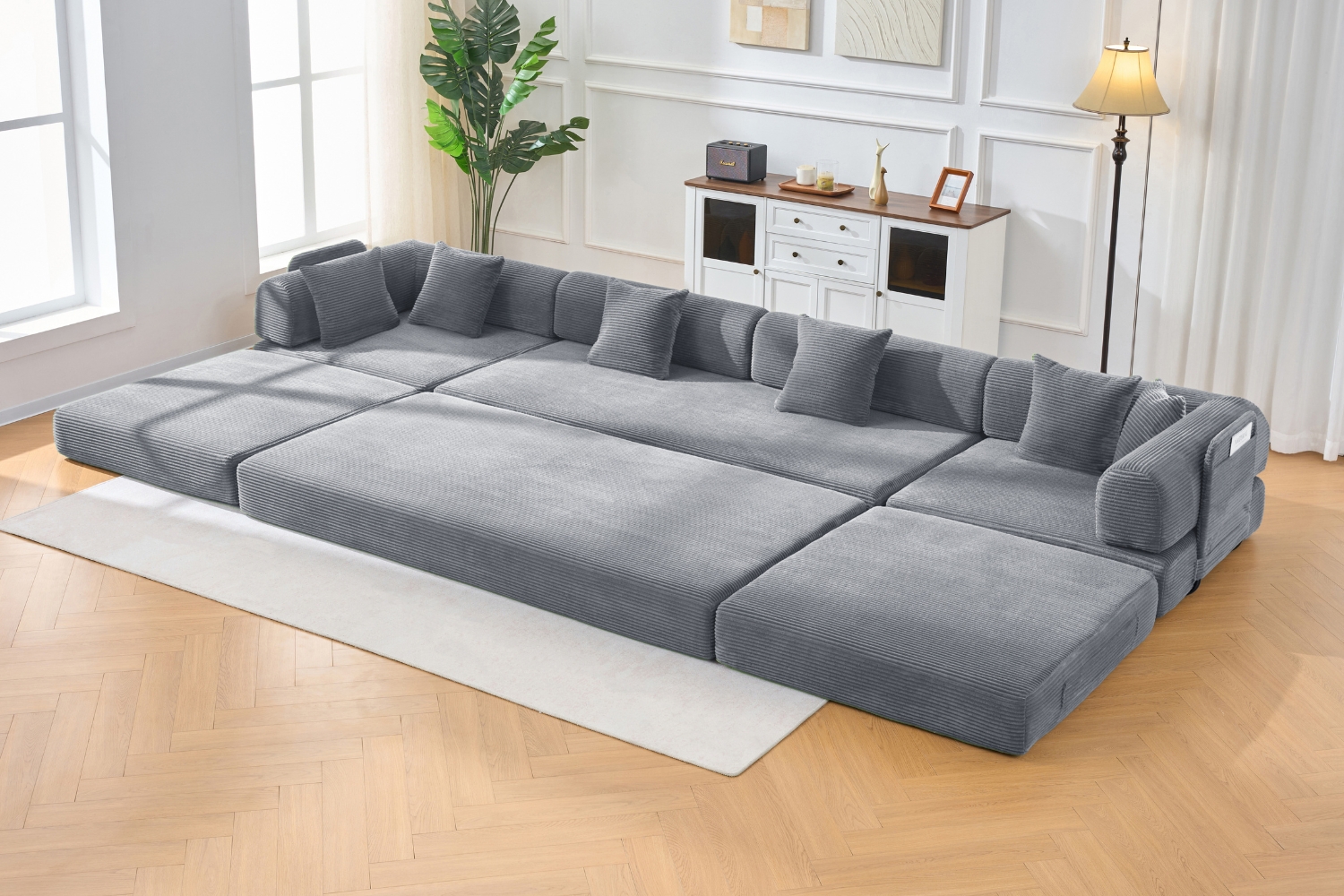 SINDARA Modular Compressed Sofa/ Folding Sofa Bed Range (Grey)