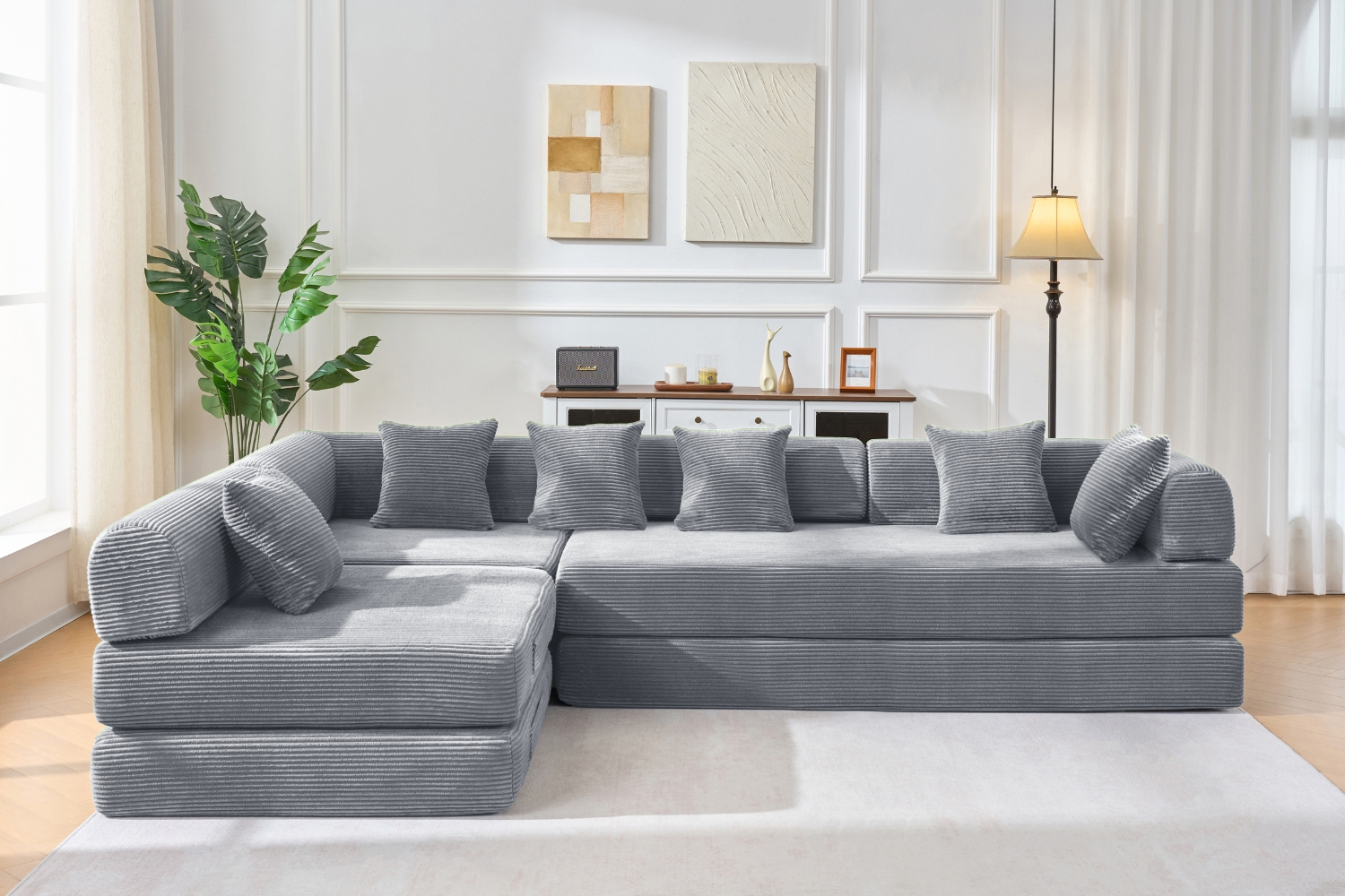 SINDARA Modular Compressed Sofa/ Folding Sofa Bed Range (Grey)