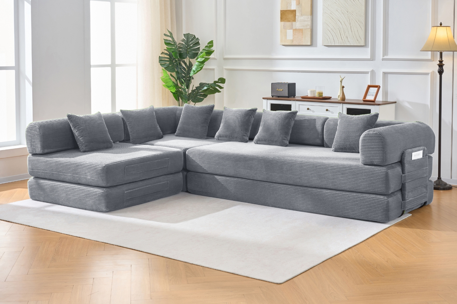 SINDARA Modular Compressed Sofa/ Folding Sofa Bed Range (Grey)