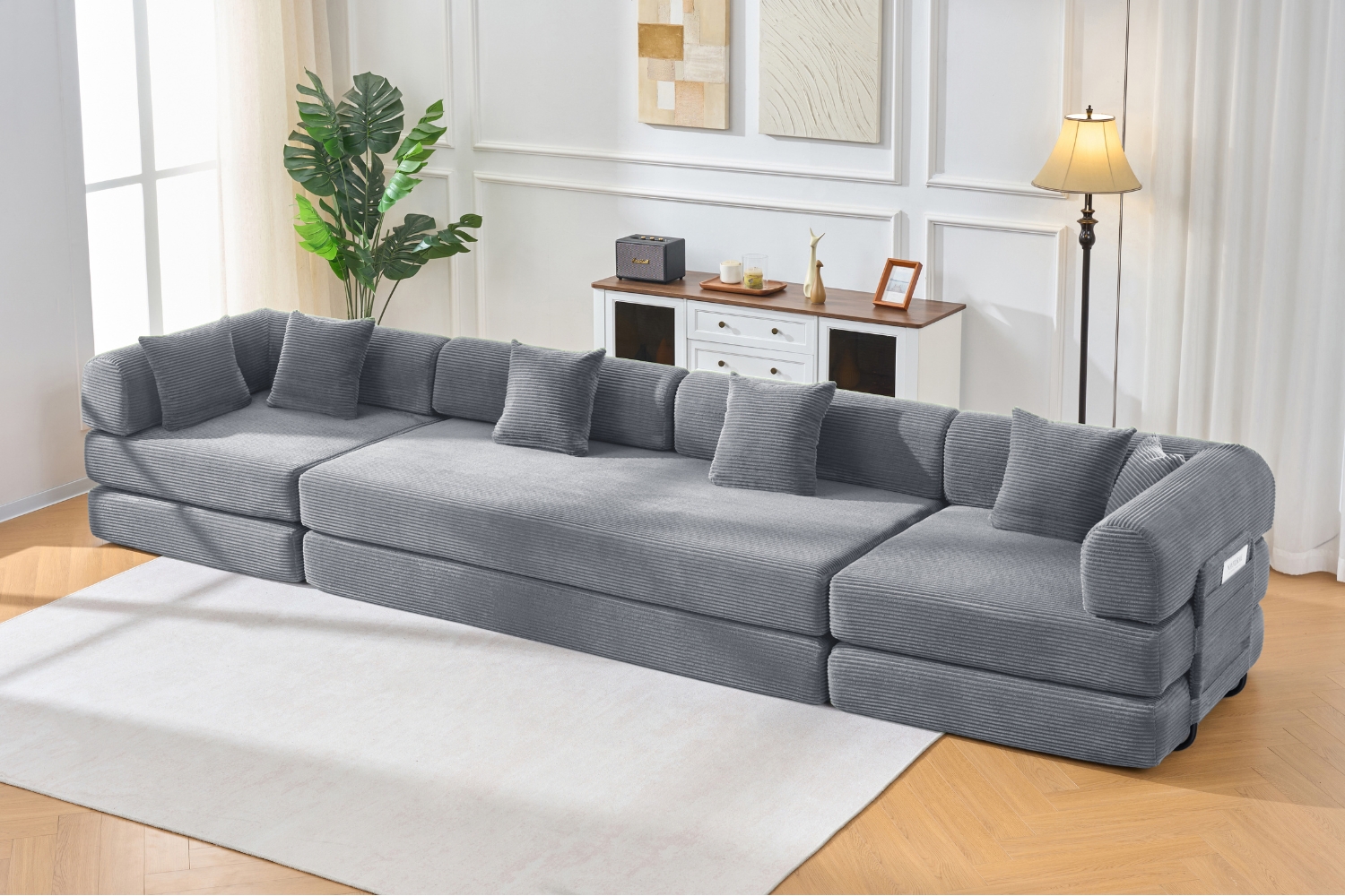 SINDARA Modular Compressed Sofa/ Folding Sofa Bed Range (Grey)