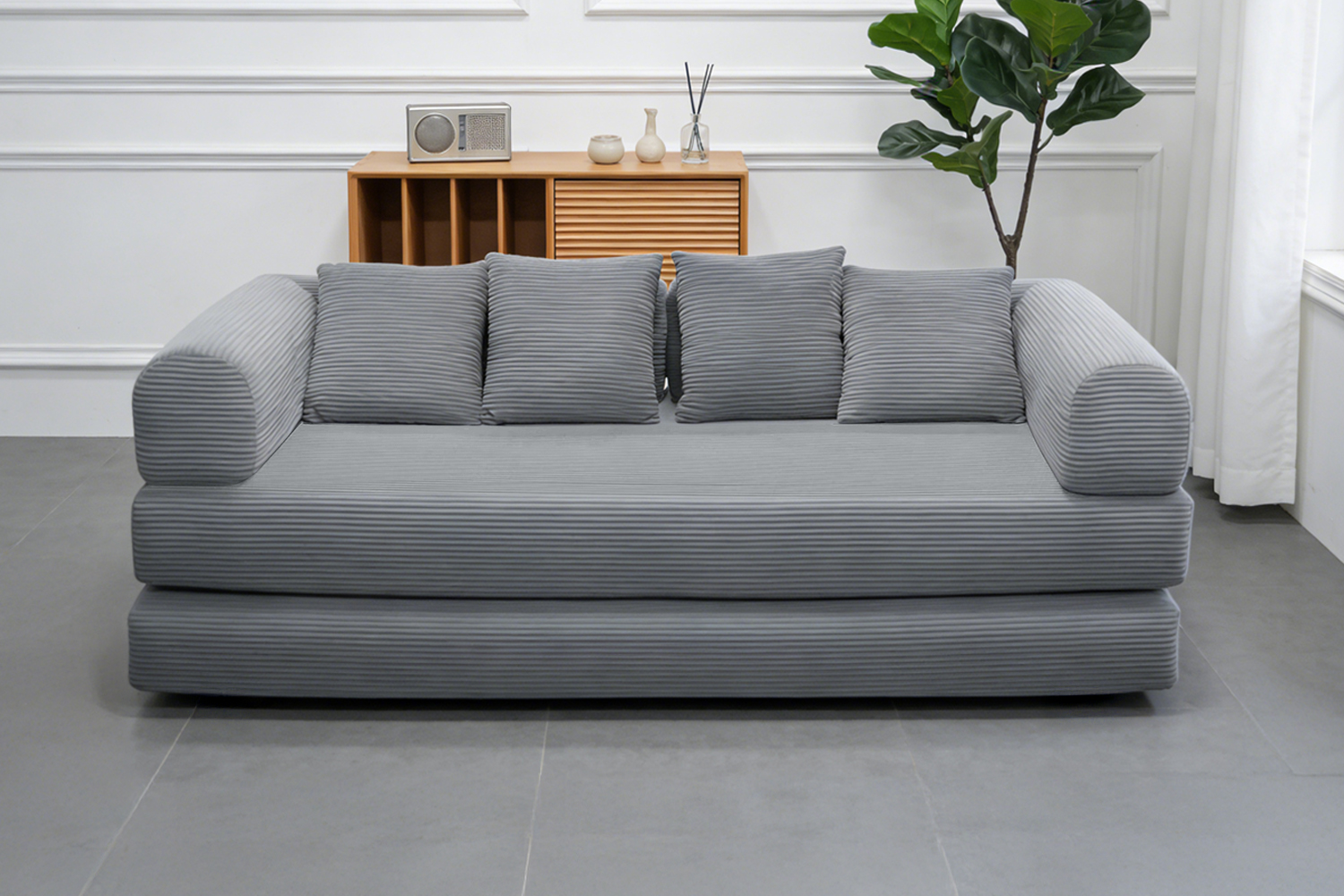 SINDARA Modular Compressed Sofa/ Folding Sofa Bed Range (Grey)