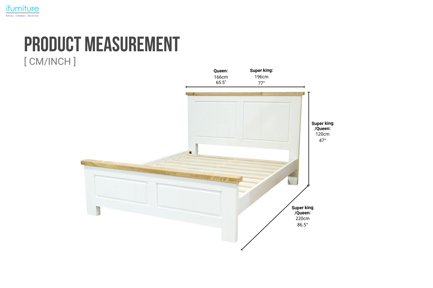 BRAMPTON Solid Wood Bedframe in Queen/Super King Size