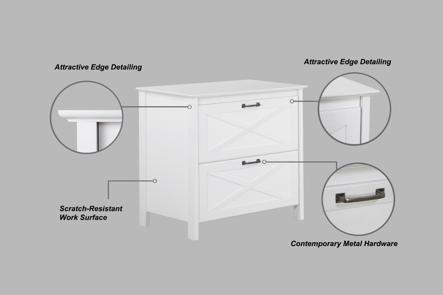 BALEN 2-Drawer File Cabinet (White)