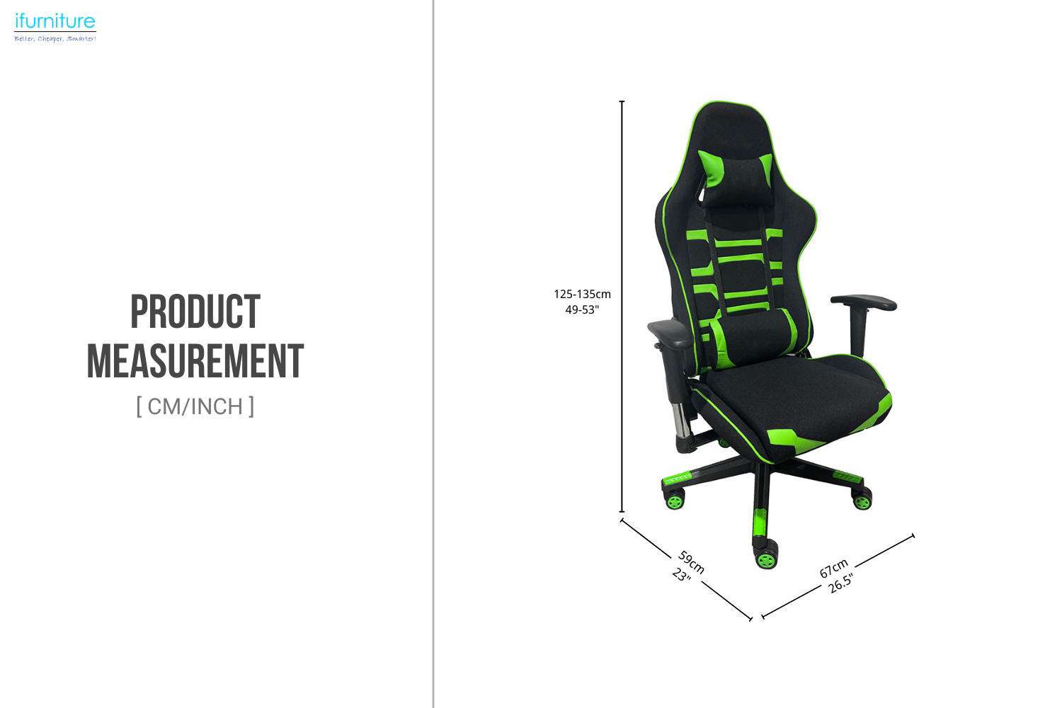 RENITH 360° Swivel Adjustable Height Gaming Recliner Chair (Green & Black)