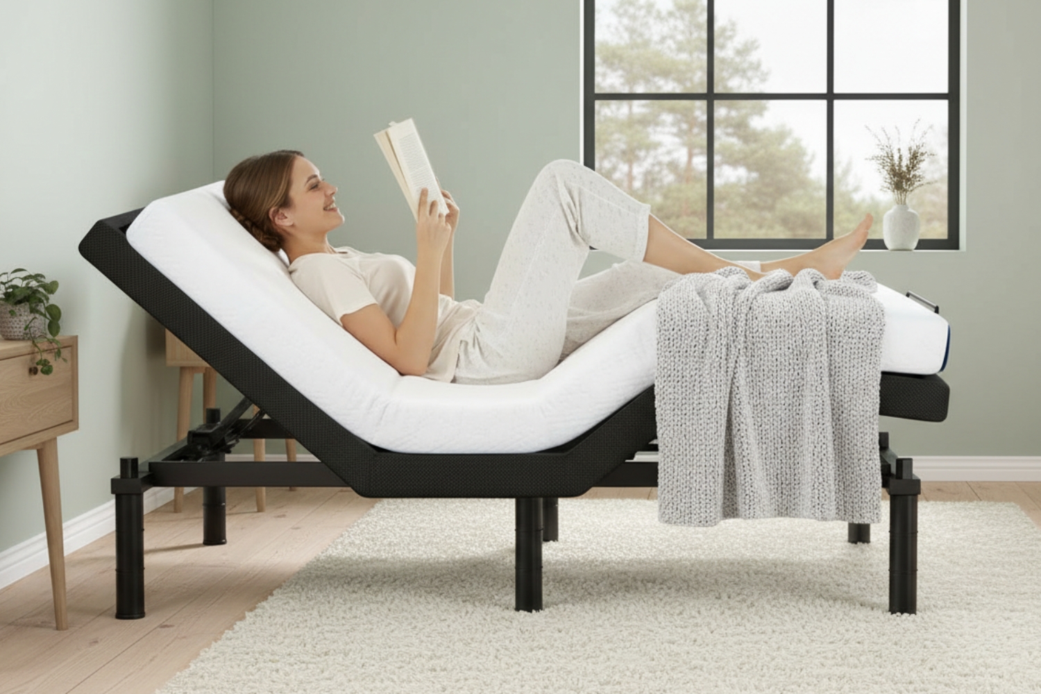 MOTIONFLEXI PRO Electric Adjustable Bed Base with Memory Foam Mattress ...