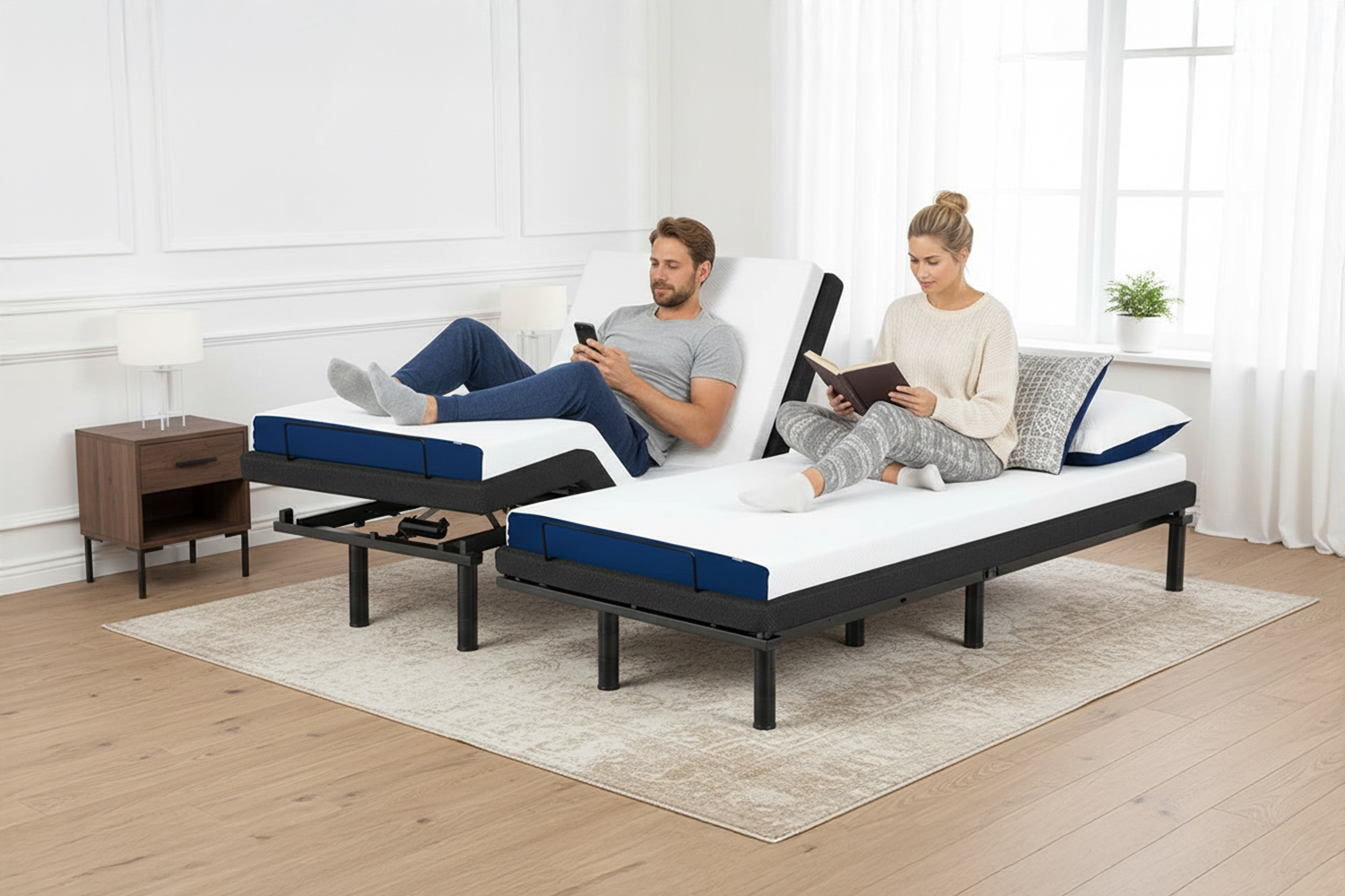 MOTIONFLEXI PRO Electric Adjustable Bed Base with Memory Foam Mattress ...